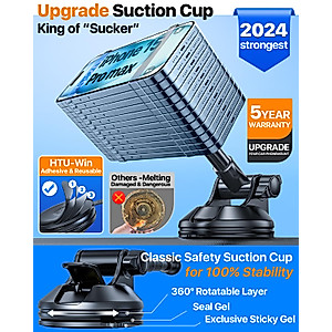 2024 Upgraded for Magsafe Car Mount【True Military-Grade 360°Suction Cup】 Handsfree Powerful Magnetic Cell Phone Holder for Car Dashboard Windshield for iPhone 15 14 Pro Max Mini,Black