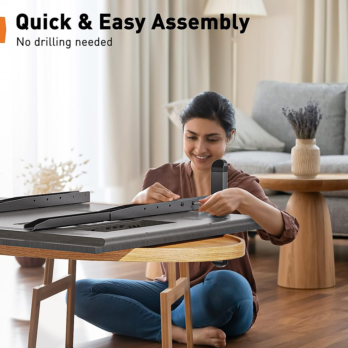 Perlegear TV Stand Steel TV Legs for Most 37–82 Inch Flat or Curved TVs up to 110 lbs, Height Adjustable TV Feet Suitable for Soundbar, Universal Tabletop TV Stand Base Max VESA 800 x 500mm, PGTVS20