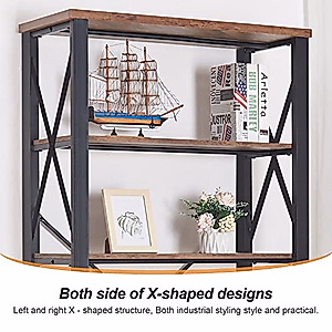 HOMBAZAAR Bookshelf, 6-Tier Industrial Bookshelves, Wood and Metal Bookcase,Free Standing Storage Small Modern Bookshelf for Living Room, Bedroom and Home Office，Brown