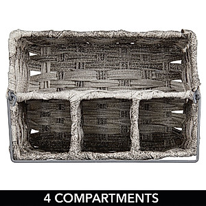 mDesign Plastic Woven Divided Cutlery Storage Organizer Caddy Tote - Basket Holder for Kitchen Table, Cabinet, Pantry - Holds Silverware, Forks, Knives, Spoons, Napkins and other Utensils - Gray