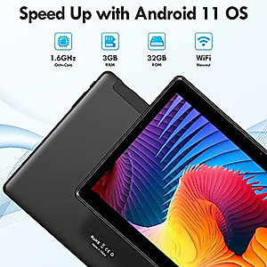 OVZIOCO Tablet PC 10 inch, Android, 4GB RAM 64GB ROM, 256GB Extended, Android11,6000mAh Battery, 2MP+8MP Camera, Bluetooth, WiFi,(Black)
