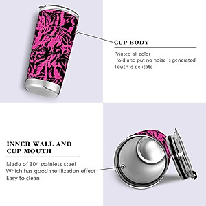 Black and Pink Print Stainless Steel cup for men with Straw Lid travel mug with lid for café safe insulated tumbler 20 OZ