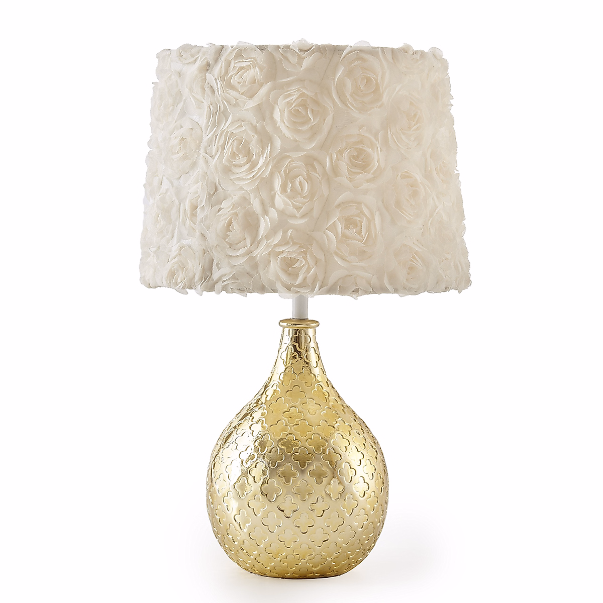 Levtex Baby - Charlotte Table Lamp and Shade Spindle Base with Cream Rosette Shade Lamp - Nursery Accessories - Measurements: 22 in. high and 6 in. Diameter