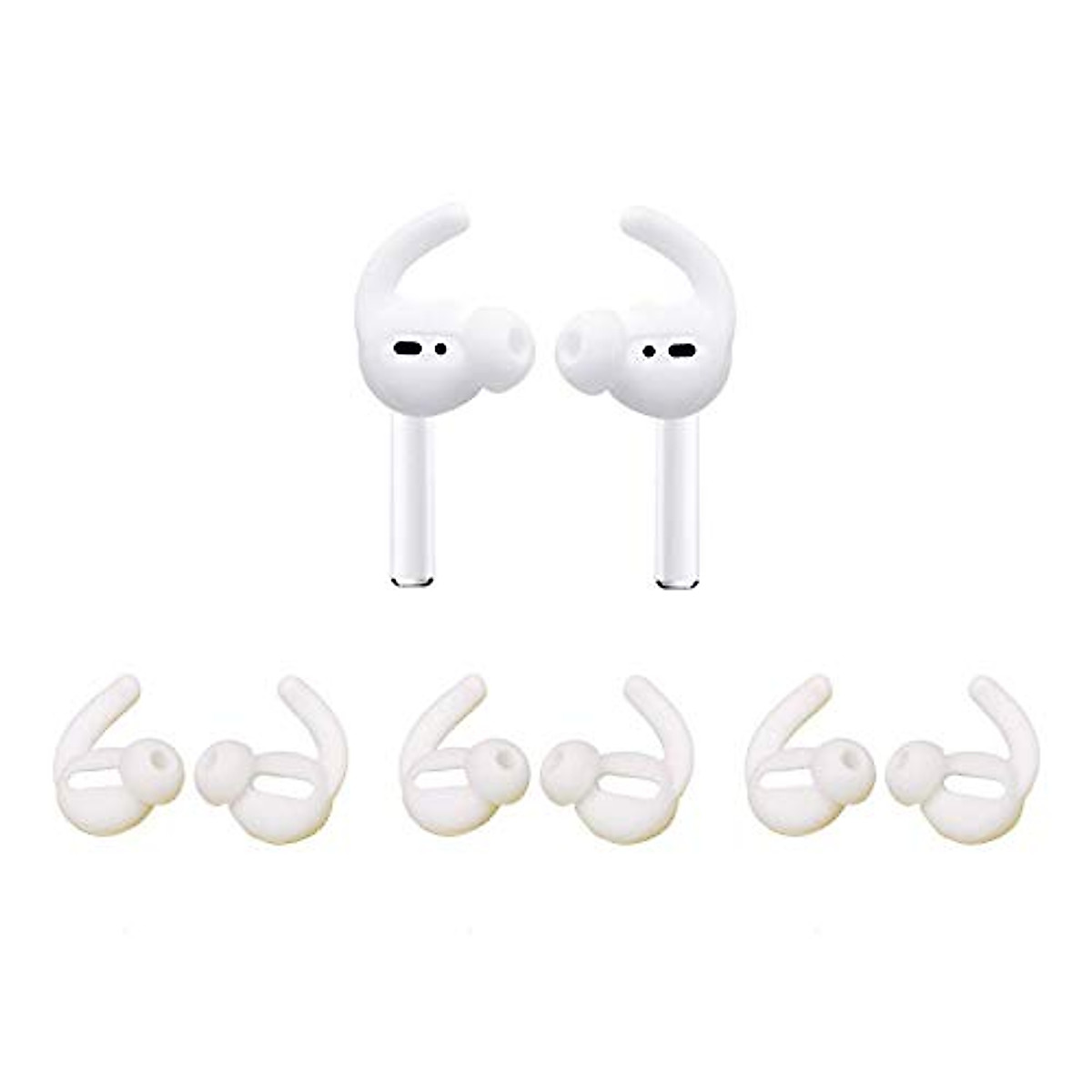 Zotech 3 Pairs AirPods Ear Hooks Cover Earbuds Tips Compatible with Apple AirPods 1 & AirPods 2 or EarPods (White)