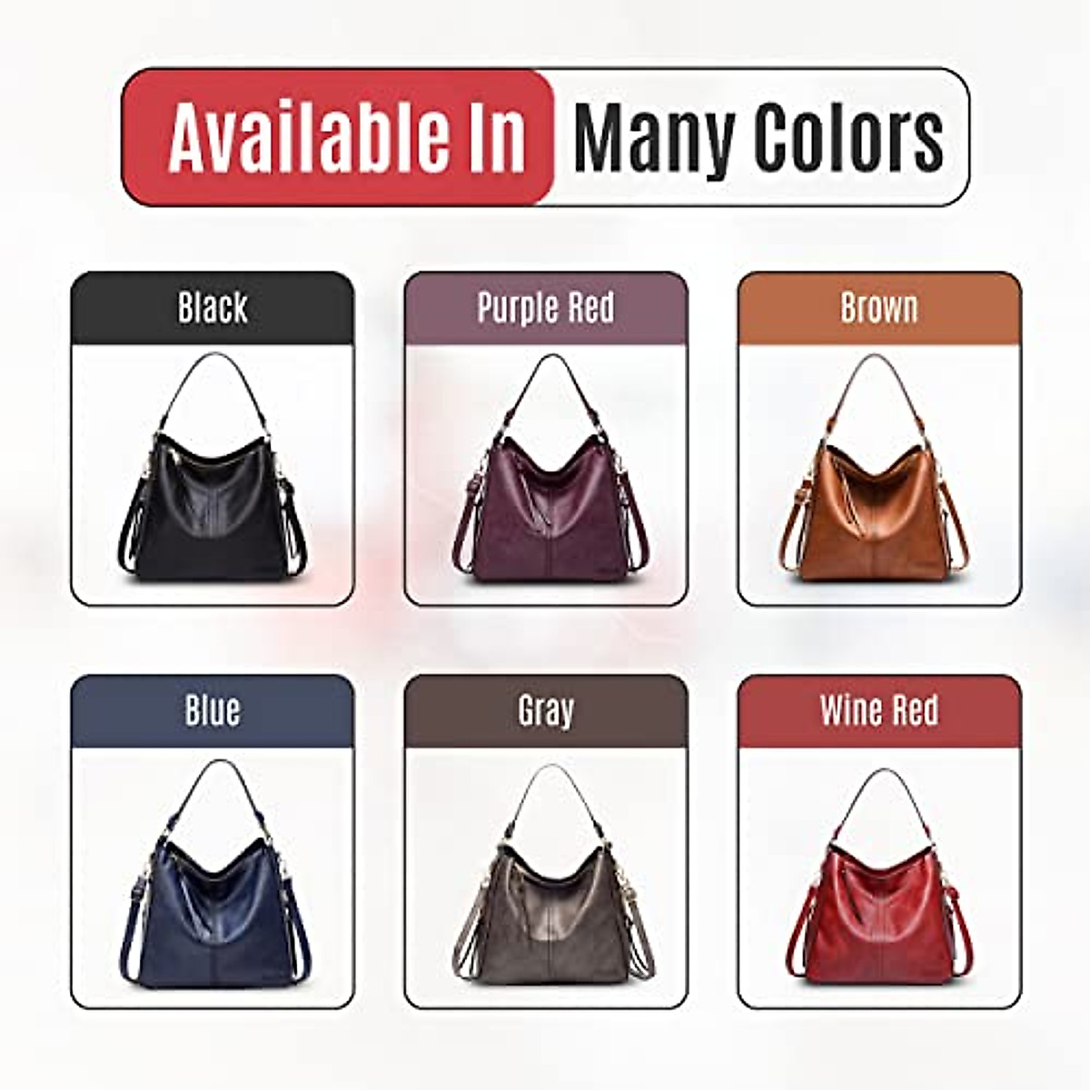 Ladies Designer Hand Bag Shoulder Tote Zipper Purse Colombian PU Leather Satchel Crossbody Bag, Hobo Bags for Women (Black)