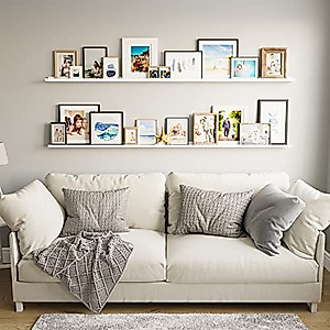 You Have Space Lagos 80" Ledge Wall Shelves, Floating Shelves for Living Room Decor, Bedroom, Office, Ultra Long White Picture Ledge Shelf Set of 2