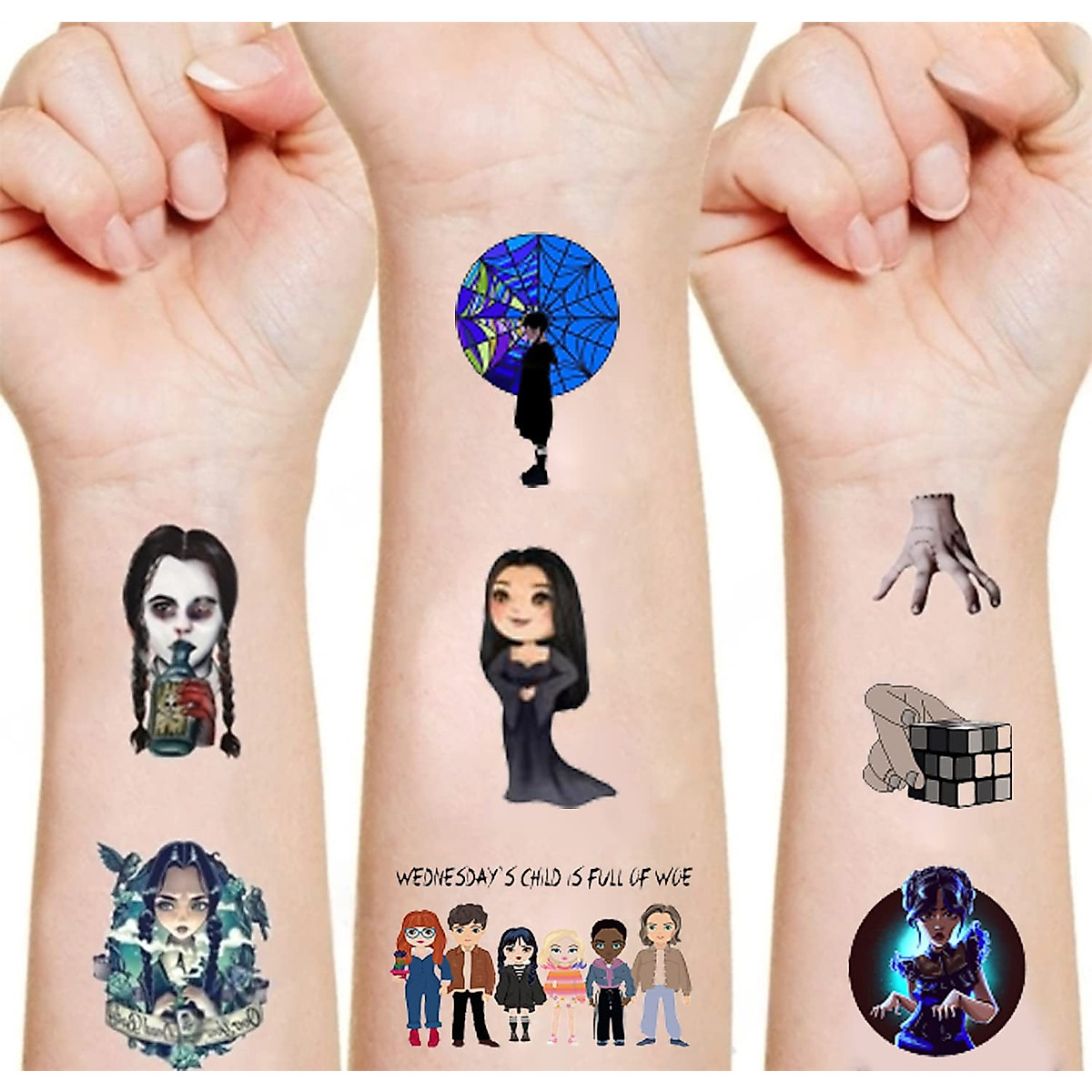 Wednesday Temporary Tattoos Stickers for Kids Party Favors Decoration Supplies 20 Sheet Tattoo Stickers for Boys Girls Goody Treat Bag Stuff Fillers School Gift Rewards