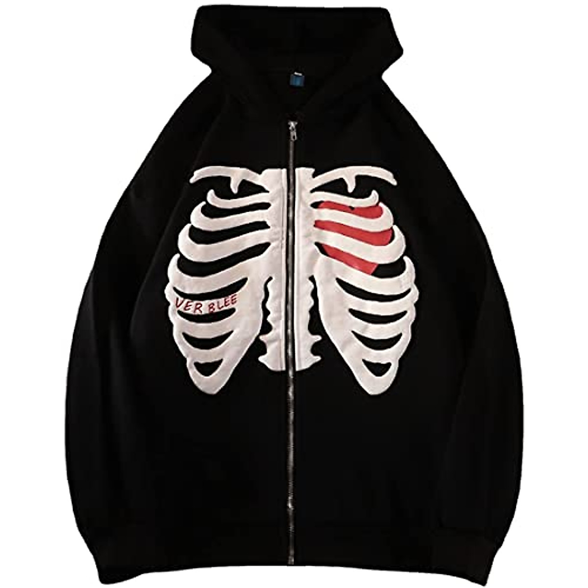 EMILYLE Women Oversized Zip Up Hoodie Fashion Long Sleeve Graphic Skeleton Sweatshirt Cool Outwear(black-1,M)