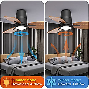 TALOYA Small Ceiling Fan with Lights and Remote Control 30 inch Multifunctional Quiet Fan with Three Color Temperature Light and Reversible Blades