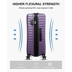 LUGGEX 24 Inch Luggage with Spinner Wheels - Purple Luggage with TSA Lock - Checked Suitcases for Travel, Lightweight and Expandable
