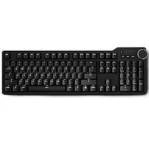 Das Keyboard 6 Professional Backlit Wired Mechanical Keyboard – Clicky Cherry MX Blue Switches, Shine-Through Keycaps, 2-Port USB C Hub, Media Controls, Durable Aluminum Enclosure, Volume Knob, NKRO