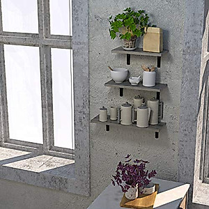 LHZLANG Floating Shelves Home Living Room Bathroom Kitchen Decor Rustic Wall Mounted Storage Shelf Rack Set of 3 (Grey)