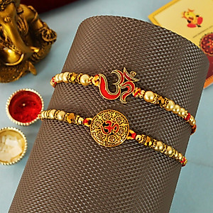 TIED RIBBONS Set of 2 Bhai Dooj Rakhi for Brother Rakhi for Bhaiya | Wishes Card | Tikka Bhai Dooj - Raksha Bandhan Rakhi Bracelet for Brother | Bhai Rakhi 2 Set | Bhai Dooj Roli Rakhi Set for Brother