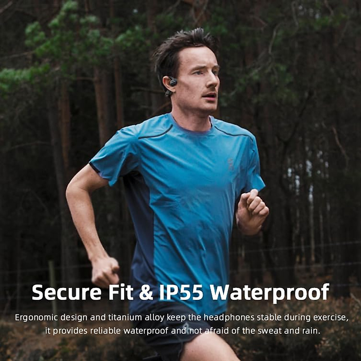 flymory Air Conduction Headphones Bluetooth 5.3, Open Ear Wireless Headphones with Dual Mic, 16.2mm Drivers Sport Headset with Premium Sound, Noise Cancelling Earphones with 14 Hours Playtime