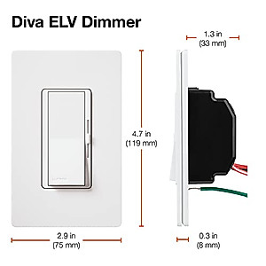 Lutron DVELV-300P-BL Diva 300-Watt Single Pole Electronic Low-Voltage Dimmer, Black