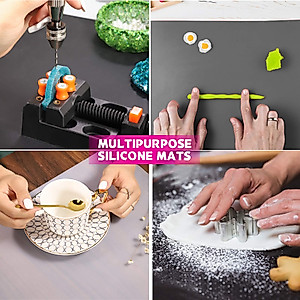 3 Pack Silicone Mats for Crafts, LEOBRO 15.7” x 11.7” Silicone Sheets for Resin Jewelry Casting Molds, Placemat, Nonstick Multipurpose Silicone Craft Mats for Resin Molds, Black, Dark Gray,Transparent