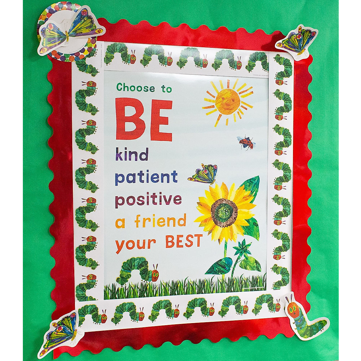 Carson Dellosa Education The World of Eric Carle Early Learning Poster Set, Colorful Shapes, Colors, Alphabet, Numbers, Days of the Week, Months of the Year, and Motivational Classroom Posters (7 pc)