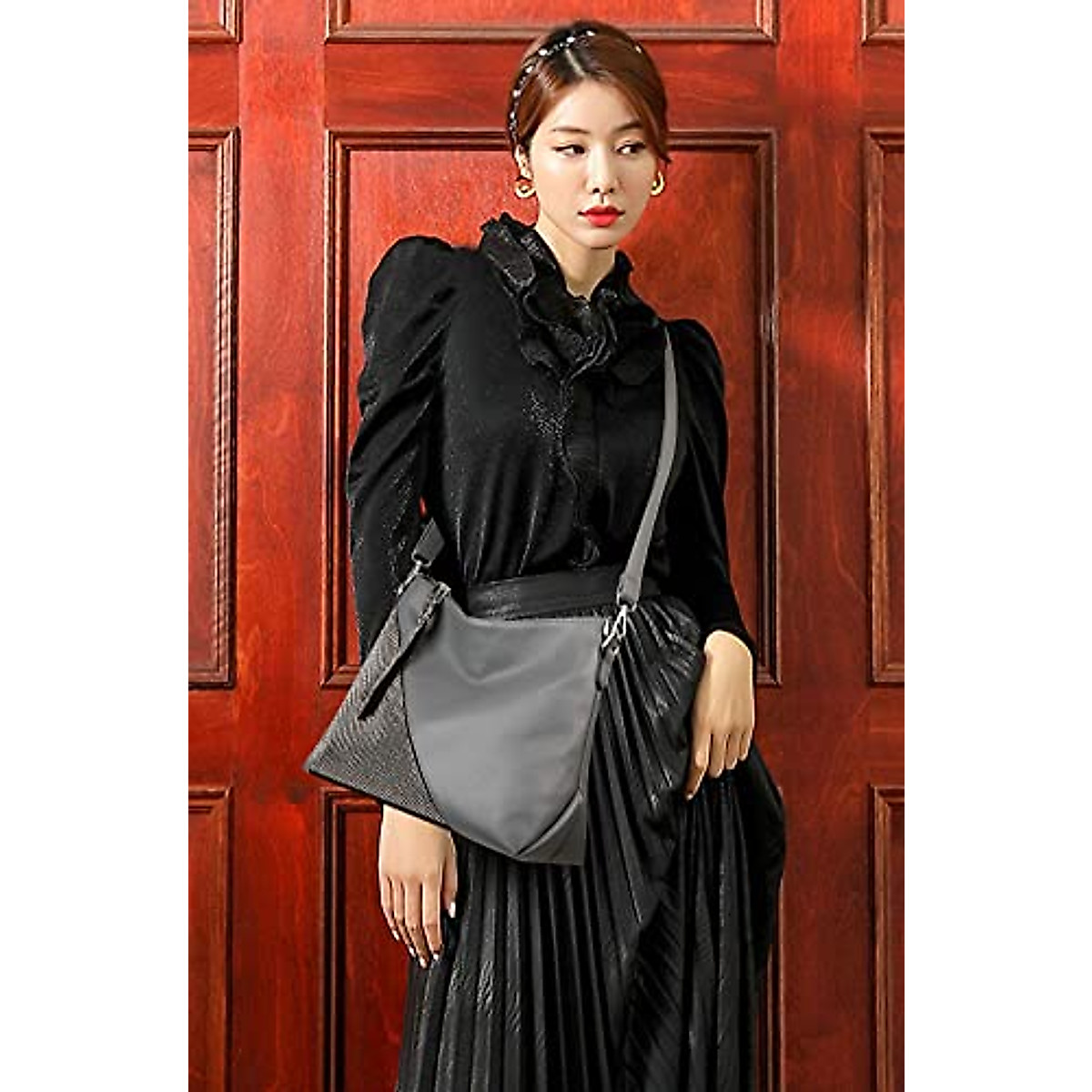 Women Shiny Rhinestone PU Leather Totes Hobo Bag Vintage Fashion Large Shoulder Bags Satchel Crossbody Bag