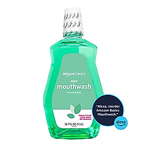 Amazon Basics Fresh Breath Mouthwash, Mint, 50.7 Ounce (Pack of 1), (Previously Solimo)
