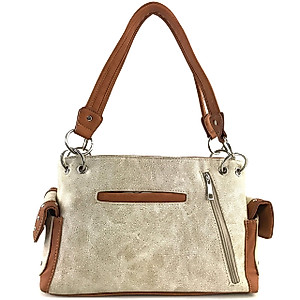 Zelris Fall Fern Leaf Western Cross Women Conceal Carry Handbag Wallet Set (Beige)