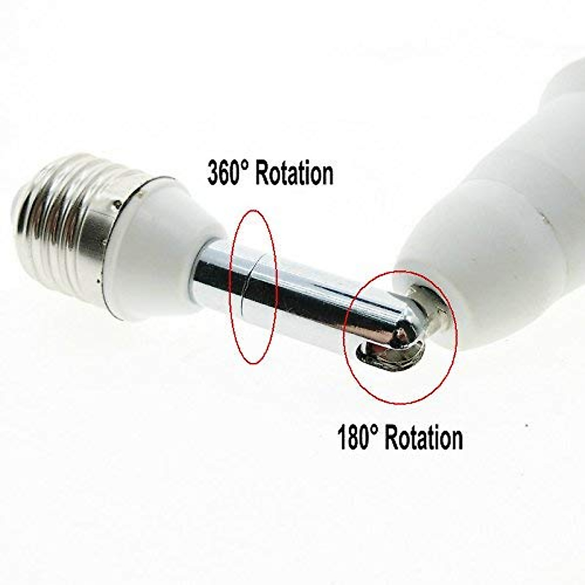 Aukora E26 E27 Light Bulb Socket Extender, Bendable Medium Base Light Socket Converter for Motion Sensor Light Bulb Standard LED Bulbs, Adjustable Vertical 180° Horizontal 360°(2 Pack)