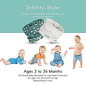 Bazzle Baby Drool Bibs for Baby Girl and Boy, Adjustable, Nickel-Free Snap Closure, Baby Bandana Drool Bib, Versatile Infinity Scarf, 100% Double-Layer Cotton, Toddler Bandana Bib, for 3-36 Months