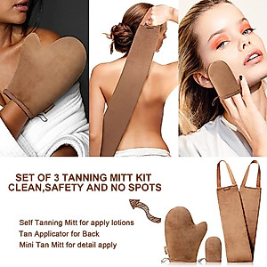 CeleCily Self Tanning Mitt Applicator - 3 in 1 Tanning Mitts Self Tanner Mitt Applicator Self Tanning Glove for Self Tan Mit Sunless Tanner Mitt Self Tanner Glove With Thumb Ultra Soft Spray Tan Mitt