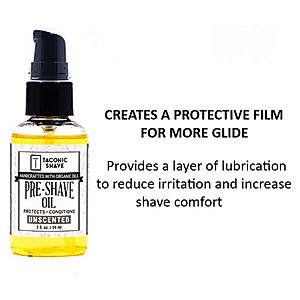 Taconic Shave Premium Natural Pre-Shave Oil (2 oz.) – Unscented – Protects Against Irritation and Razor Burn when Shaving with a Cartridge, Safety or Straight Razor