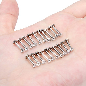 Vsnnsns 16G Lip Rings Stainless Steel Clear Cubic Zirconia Labret Monroe Lip Rings Nail Cartilage Tragus Helix Earrings Studs Ring Medusa Piercing Jewelry for Women Men 8mm