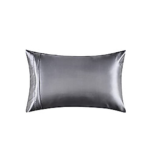 Alexandra's Secret Home Collection Satin Pillowcase for Hair and Skin, Pack of 2 - Feels Like Real Silk Pillow Cover - Satin Pillow Cases Set of 2 with Zipper Closure (Charcoal, Standard)