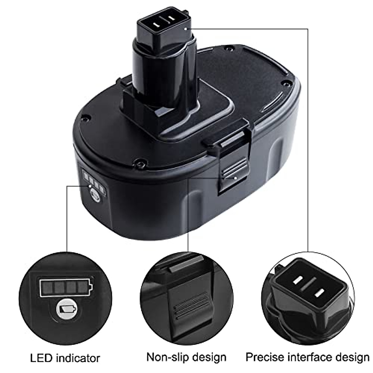 DTK Battery Replacement for Dewalt 18V XRP Ni-Cad Battery DC9096 DC9098 DC9099 DE9039 DE9095 DE9096 DE9098 DW9095 DW9096 DW9098 DE9503 DC9182 18 Volt 6.5Ah Batteries