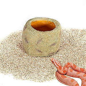 REPTIZOO Snake Water Bowl Terrarium Resin Rock Deep Snake Water Dish Anti-Overturning Reptile Bath Bowl(Medium)