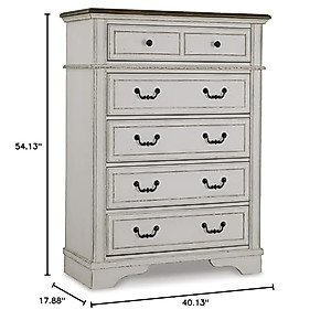 Signature Design by Ashley Brollyn Traditional 5 Drawer Chest, White & Light Brown