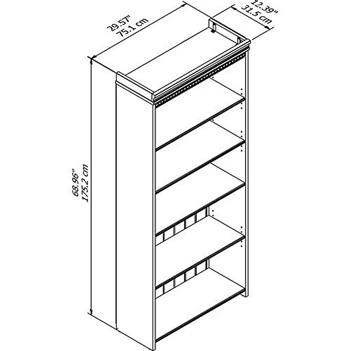 Bush Furniture Fairview 5 Shelf Bookcase in Antique White