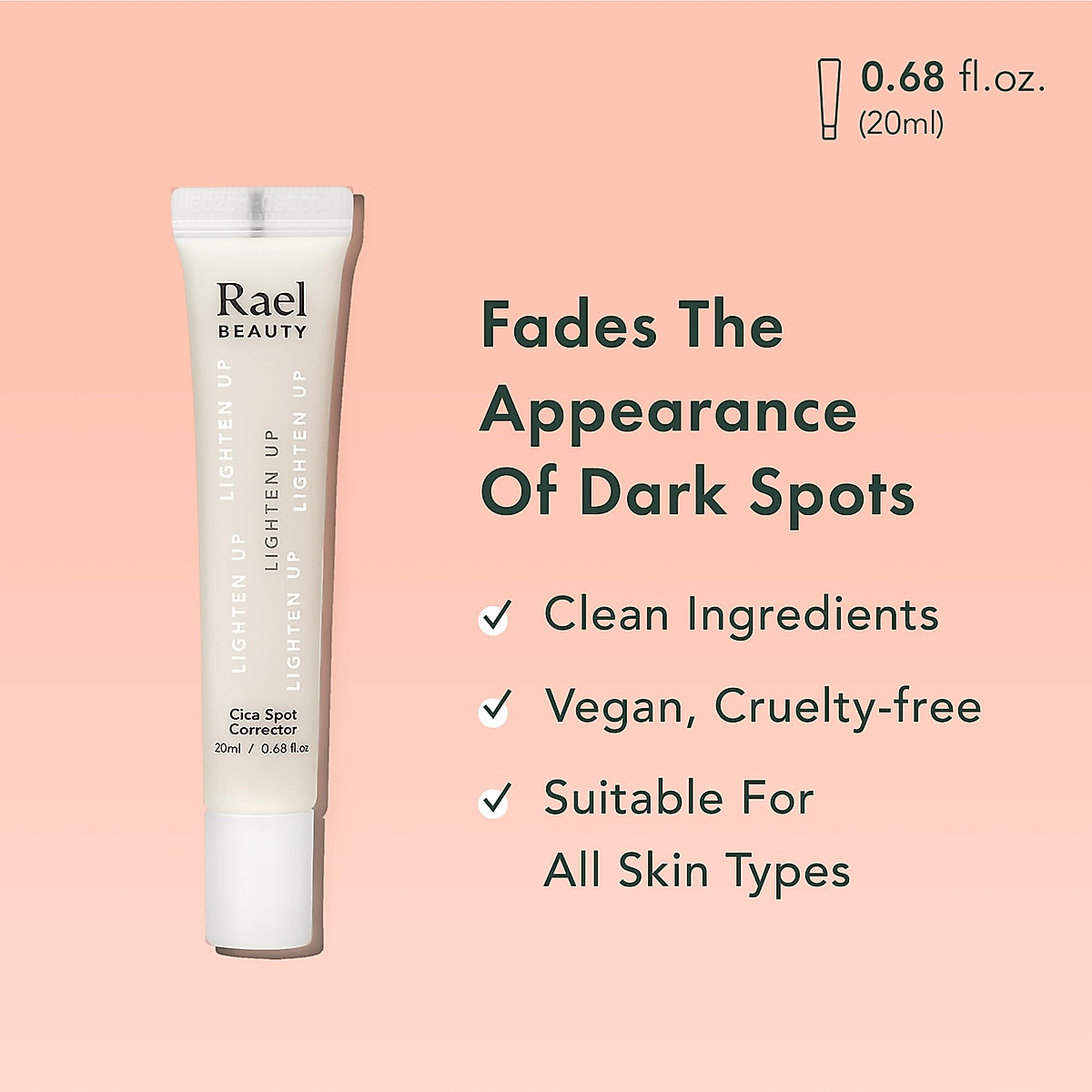Rael Spot Corrector Cream for Dark Spots, Brightening Serum, with Hydrating Hyaluronic Acid, Cica and Willow Bark Extract, Vegan, Korean Skin Care (0.68oz)