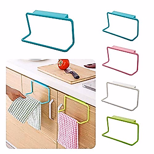 4 PCS Towel Rack Hanging Holder Organizer | Towel Bar Rack for Kitchen Bathroom | Over The Door Cabinet Cupboard Hanger