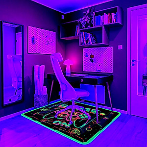 KMkicme Gaming Area Rug for Bedroom Gamer Rug for Boys Room Decor Video Game Printed Carpet Glow in The Blacklight Rug for Playroom Non-Slip Area Rug Kids Girls Gamer Room Casual Mat 23x35 Inch