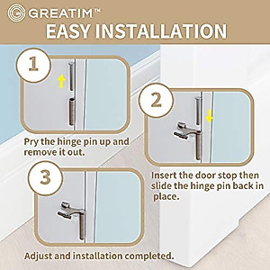 10 Pack Hinge Door Stoppers, Heavy Duty Door Stopper Hinge, Rubber Bumper Tips, Zinc Alloy, SN (Silver)