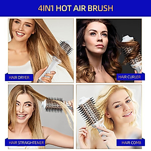 PLAVOGUE Blow Dryer Brush,Hair Dryer Brush Professional Styler Volumizer, Hot Air Brush for Women - Negative Ion Anti-Frizz Oval Brush for Straightening and Curling - Salon (White Gold)