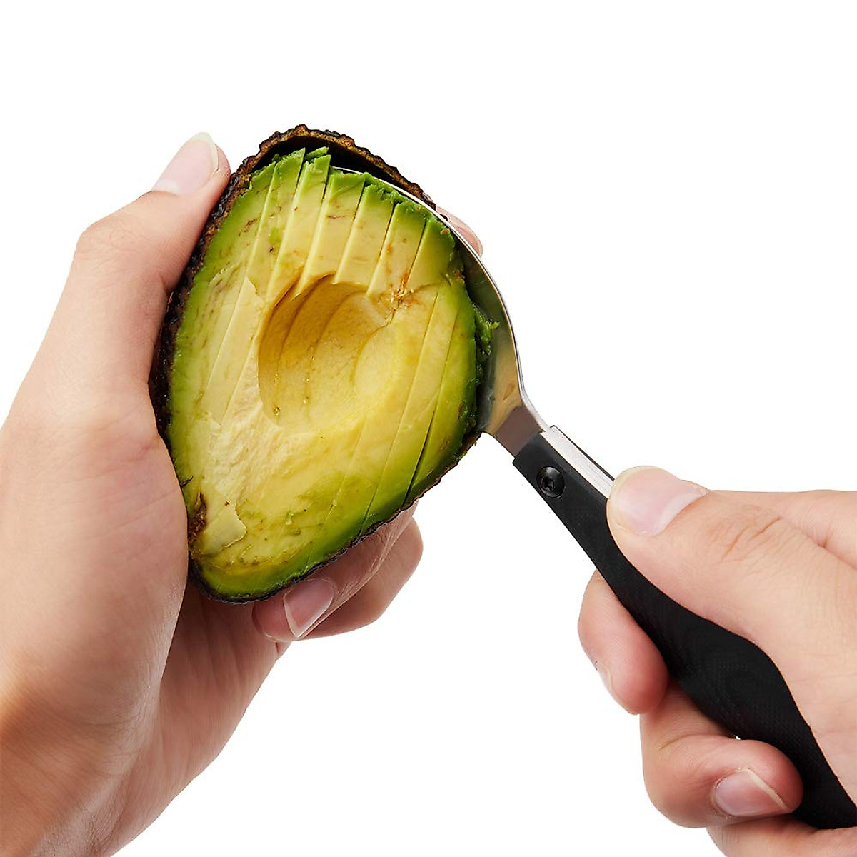 wonderoad Sharp Folding Fruit Knife Spoon Combo Blade 3.5" Avocado Slicer Kiwi Cutter Travel Camping Utensils Stainless Steel Kitchen Vegetable