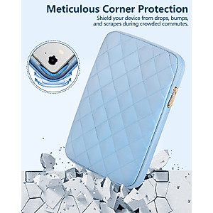 Dadanism 9-11" Tablet Sleeve for iPad 10.2 9/8/7th, iPad 10th Gen 10.9, iPad Pro 11 M4, iPad Air 11", iPad Air 5/4 10.9, Galaxy Tab A9+/S9 FE/A8, Puffy Padded Protective iPad Carrying Case, Blue