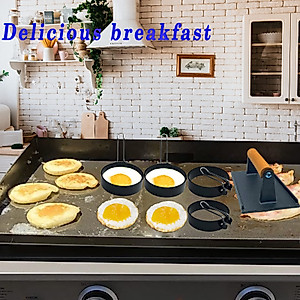 HSUJCYF Griddle Breakfast Kit for Blackstone, 8 Piece Griddle Accessories Set, Include Pancake Batter Dispenser, Heavy Duty Bacon Press, Egg Rings, Seasoning Bottles