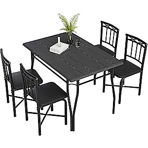 Easyzon Dining Table Set for 4 Black, Kitchen Table and Chairs for 4, Space Saving Dining Room Set for Apartment, Counter Height Breakfast Nook Table Set, Dinner Table Dinette Set for 4, Wood