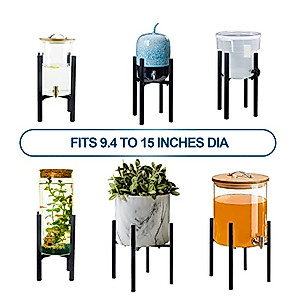 Kcgani Black Adjustable Metal Beverage Drink Dispensers Stand,Water Crock Stand Fits 9.4 to 15 Inches Dia of Glass Jar or Bottle Jug, Strong Metal Rack Base for Water Filter, Flower Pot, Plants