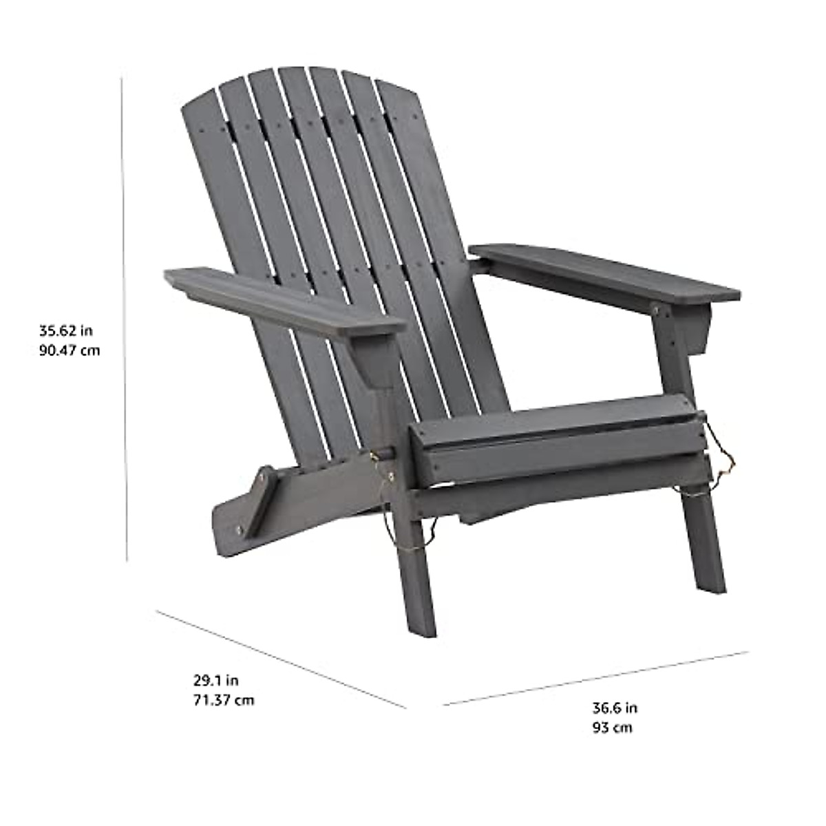 Amazon Aware FSC Certified Outdoor Folding Adirondack Chair, Acacia Wood, Dark Grey