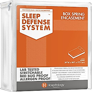 HOSPITOLOGY PRODUCTS Box Spring Encasement - Zippered Bed Bug Dust Mite Proof Hypoallergenic - Sleep Defense System - Split King - 39" W x 80" L - Set of 2 for Split Box Spring ONLY