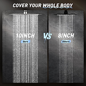 Veken 10'' All Metal Shower Head with Handheld Spray Combo, High Pressure Square Shower Heads with Wand & Extension Arm, Rain Shower Head with Power Wash, Wide Adjustable Rainfall Showerhead Chrome