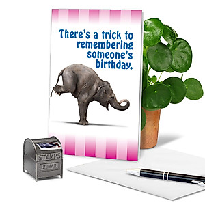 NobleWorks - Funny Happy Belated Birthday Card with Envelope - Congrats Greeting Card, Birthday Fun - Trick to Remembering C6353BDG