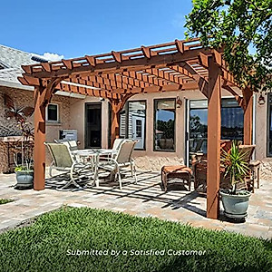 Backyard Discovery 14x10 ft All Cedar Wood Pergola, Durable, Quality Supported Structure, Snow and Wind Supported, Rot Resistant, Backyard, Deck, Garden, Patio, Outdoor Entertaining