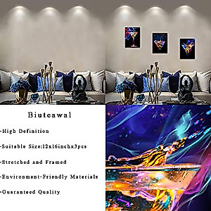 Biuteawal - 3 Piece Wall Art Colorful Sparkling Wine Pictures Painting on Canvas Wine Drinks Art Print for Party Decoration Modern Bar Pub Home Dining Room Wall Decor